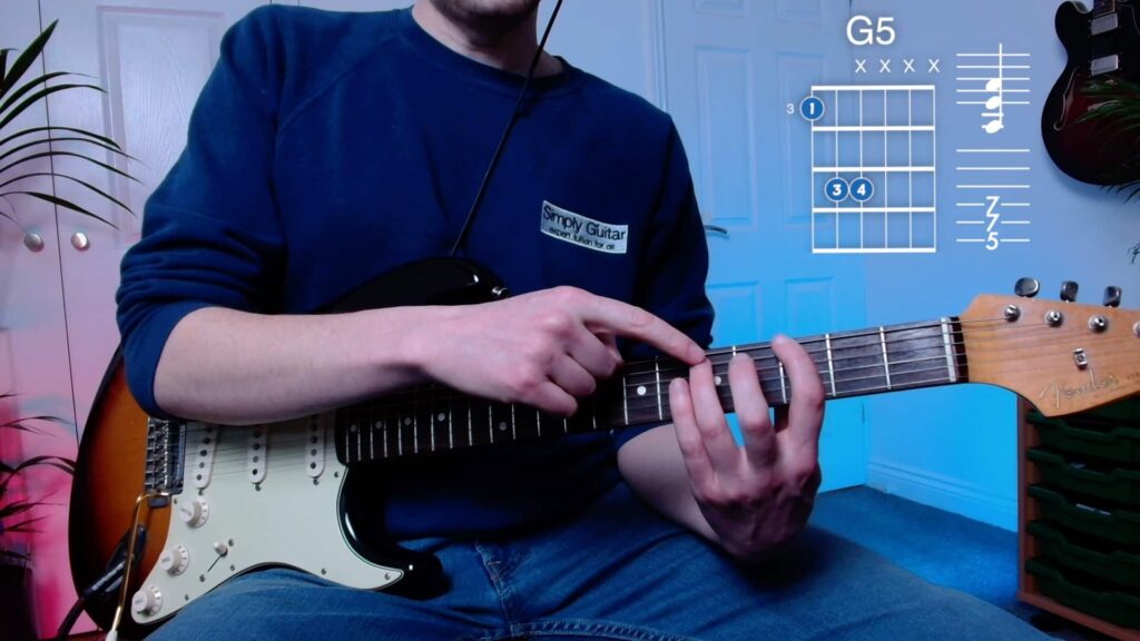 G5 (E String Root) Three String Voicing | Simply Guitar